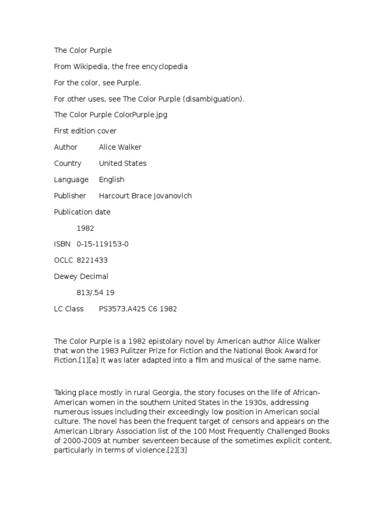 The Color Purple | PDF