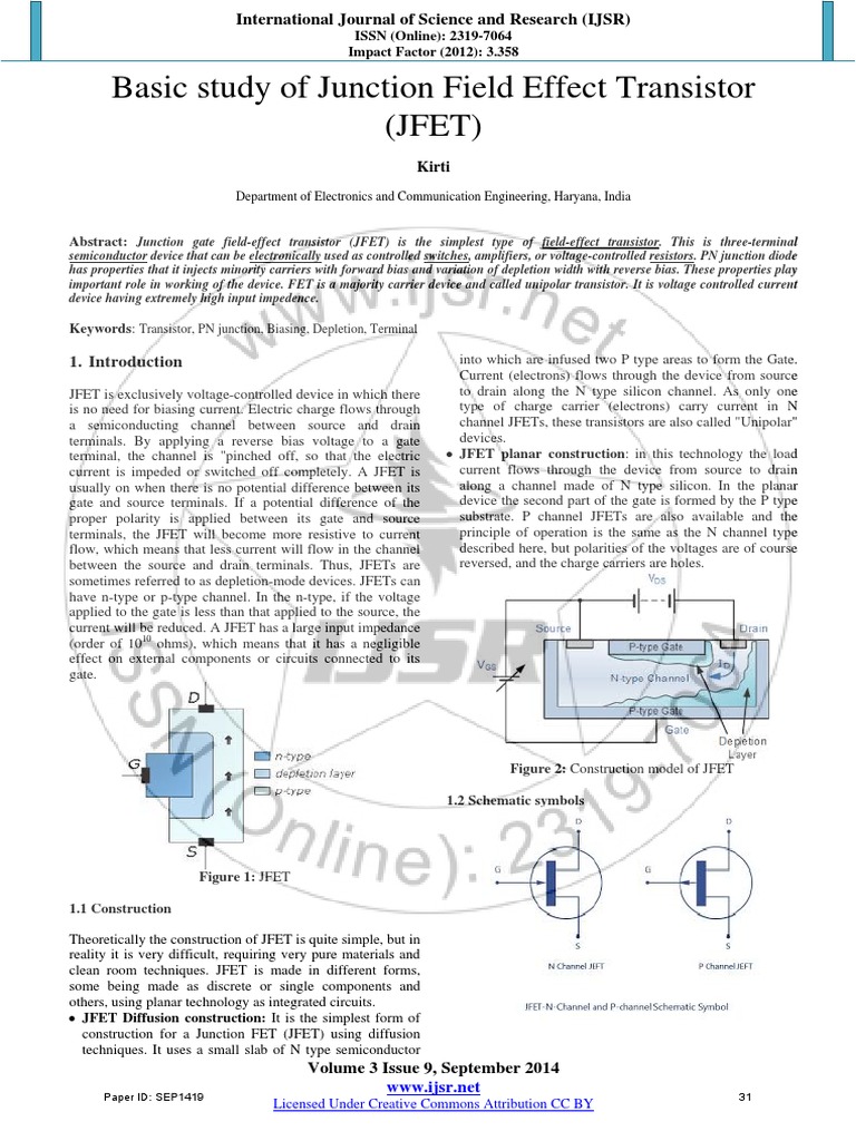 Basic Study of Jfet. (Paper) | PDF | Field Effect Transistor | P–N Junction