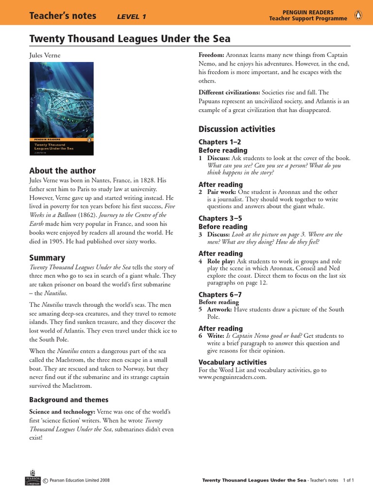 Twenty Thousand Leagues Under The Sea: Teacher's Notes | PDF | Twenty ...