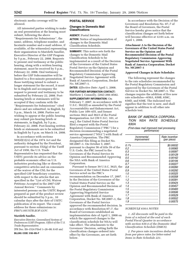 Notice: Implementation of Changes To The Domestic Mail Classification ...