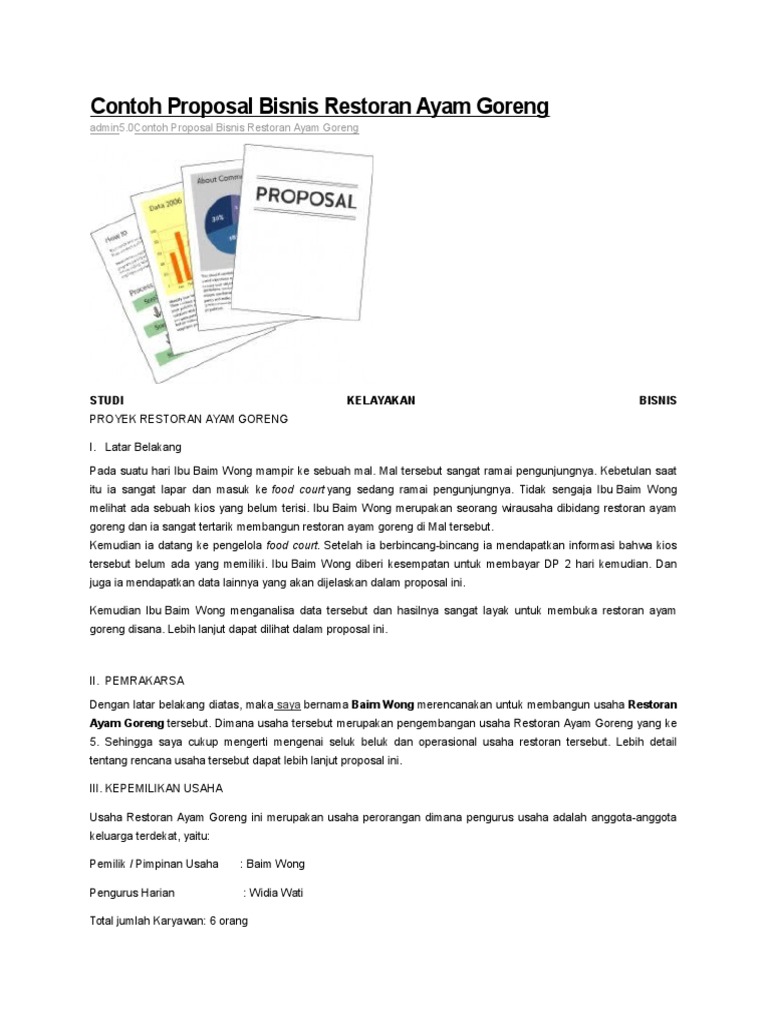Contoh Proposal Bisnis Restoran Ayam Goreng | PDF