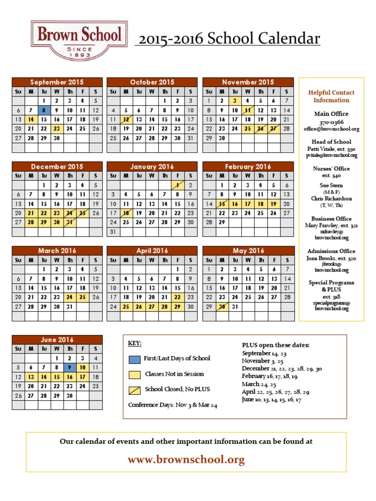 2015-2016 School Calendar | PDF