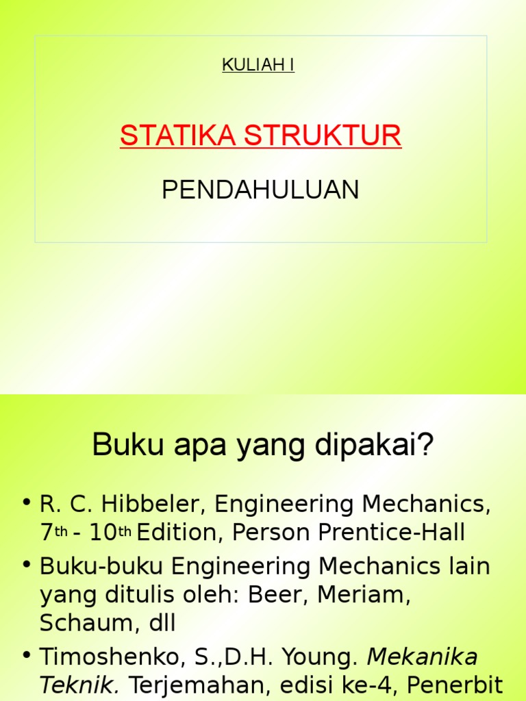 Kuliah 1 Statika Struktur | PDF