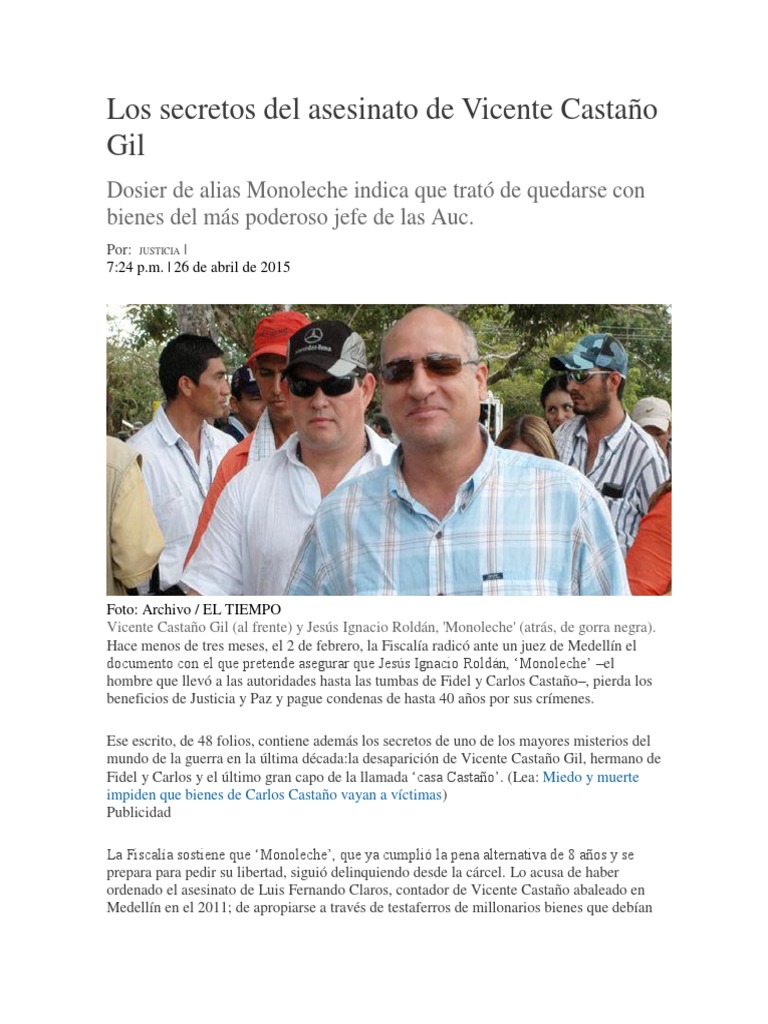 Asesinato de Vicente Castaño Gil: secretos y traiciones | PDF ...