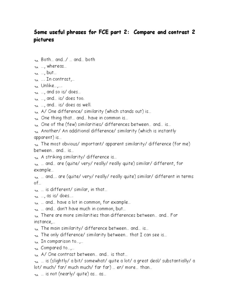 FCE Speaking Part 2 Useful Phrases1 | PDF