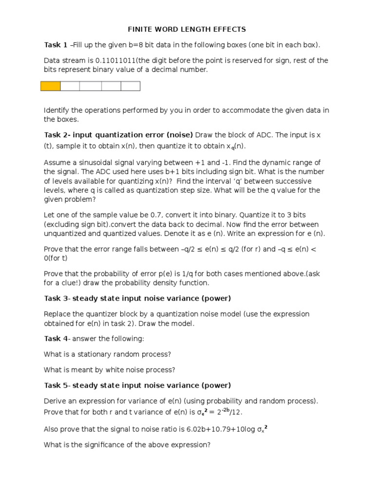 Finite Word Length Effects | PDF | Analog To Digital Converter ...