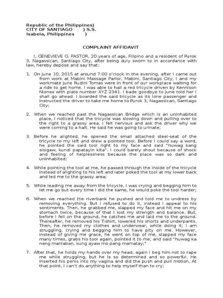 Complaint Affidavit Sworn Statement | Affidavit | Legal Procedure