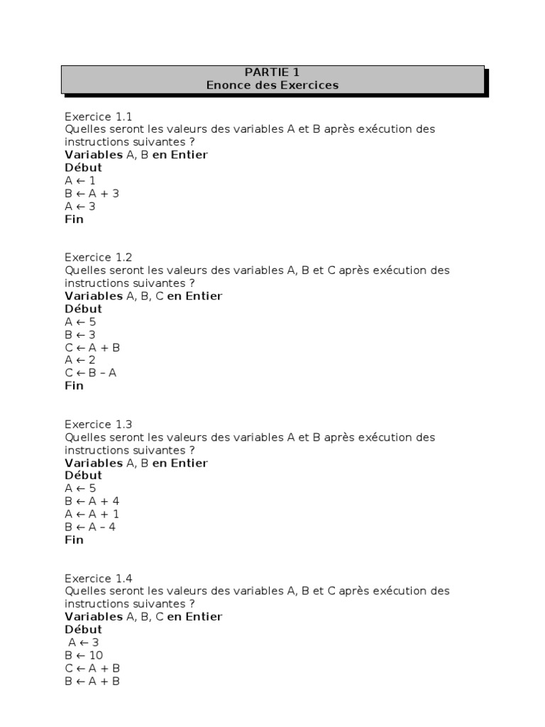 Exercices Algo | PDF