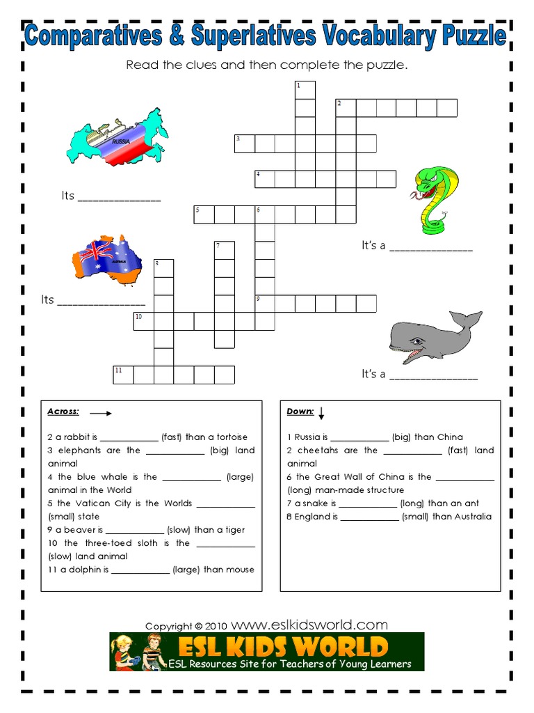 Comparatives & Superlatives Puzzle Worksheet | PDF