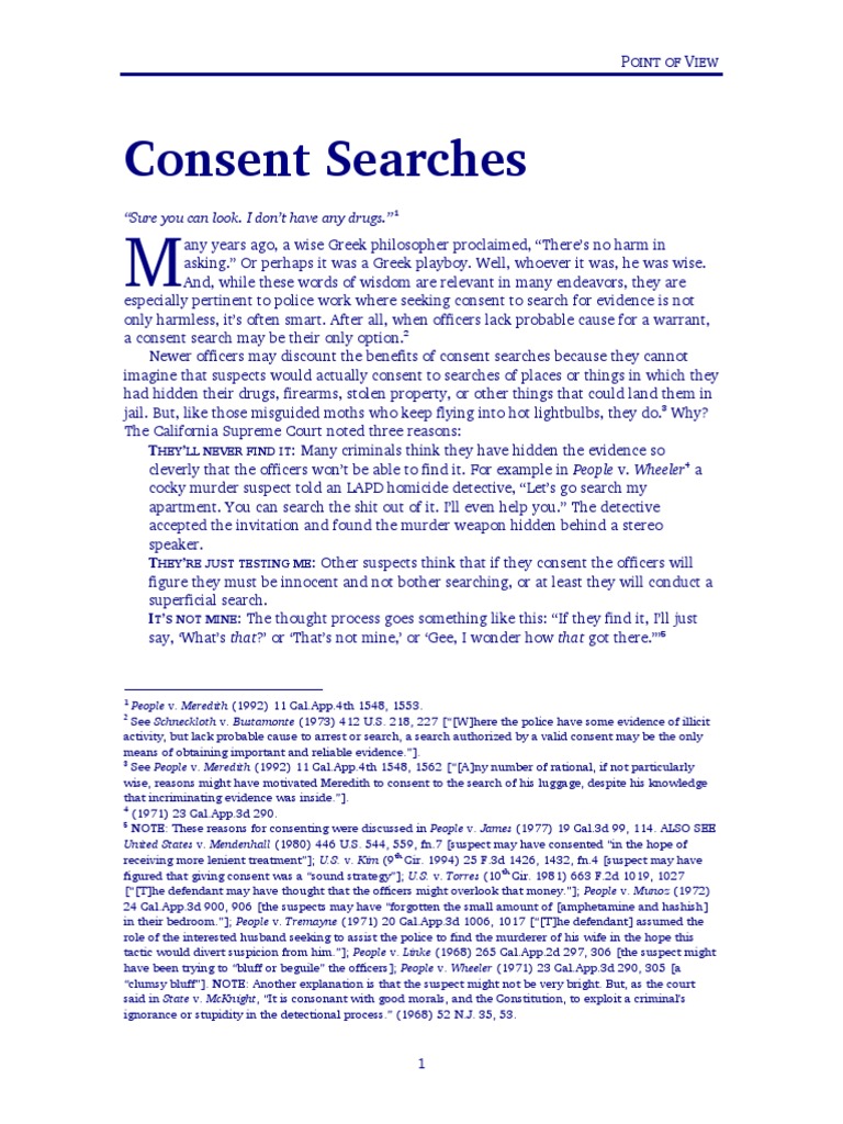 Consent Searches: "Sure You Can Look. I Don't Have Any Drugs." | PDF ...