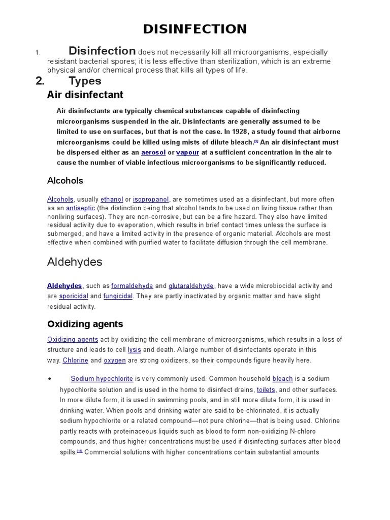 Disinfection | PDF | Disinfectant | Physical Sciences