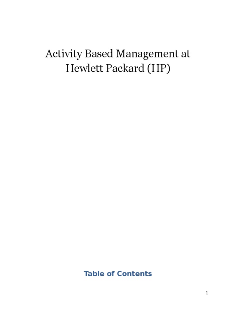 Activity Based Management | PDF | Cost Accounting | Hewlett Packard