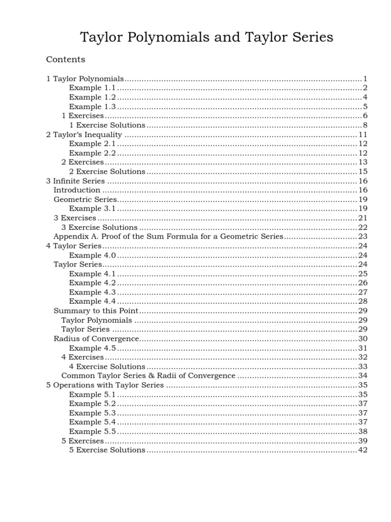 Taylor Polynomials | PDF | Series (Mathematics) | Summation