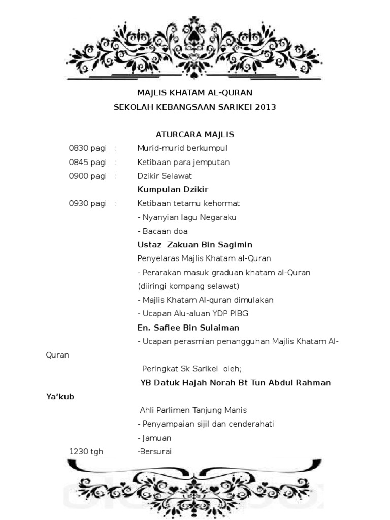 Aturcara Majlis | PDF