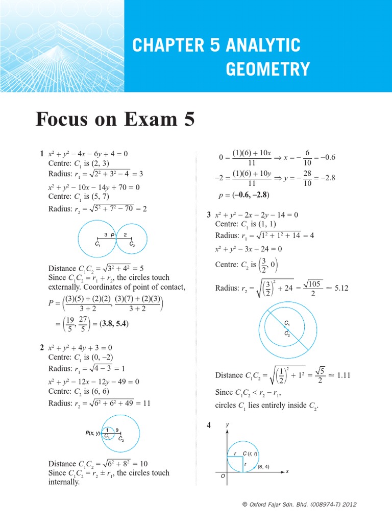 Focus On Exam 5: Chapter 5 Analytic Geometry | PDF | Circle | Analytic ...