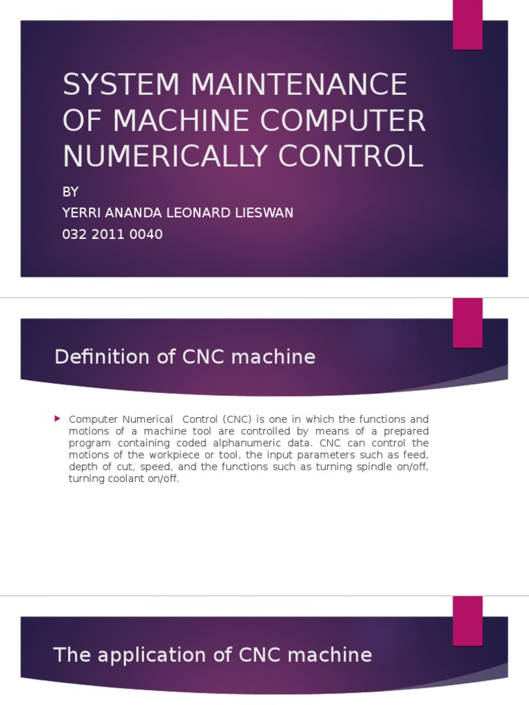 System Maintenance of Machine Computer Numerically Control | Download ...