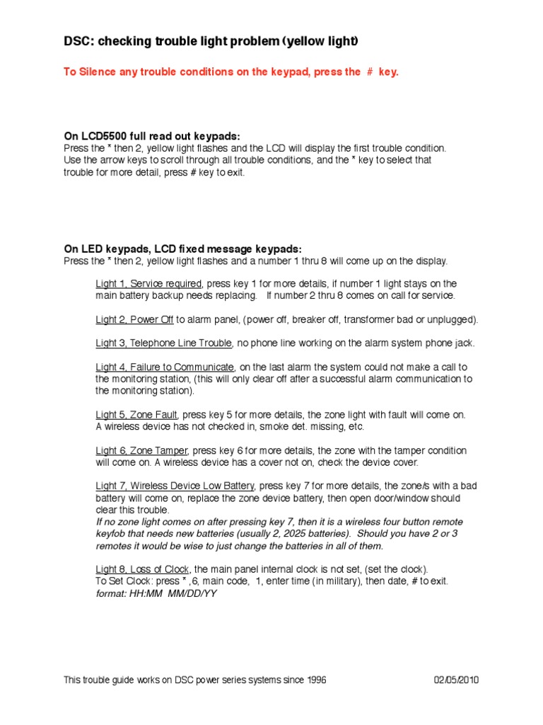 DSC Trouble Guide | PDF