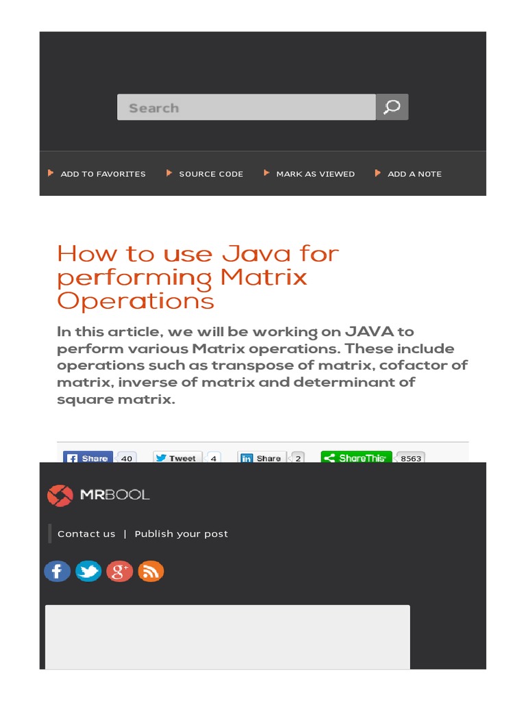 Matrix Operations Using Java | PDF | Matrix (Mathematics) | Determinant