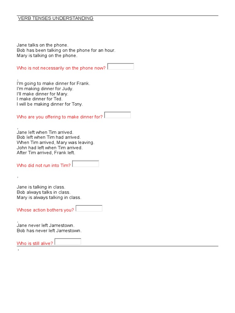 Verb Tenses Understanding | PDF | Linguistic Typology | Syntactic ...