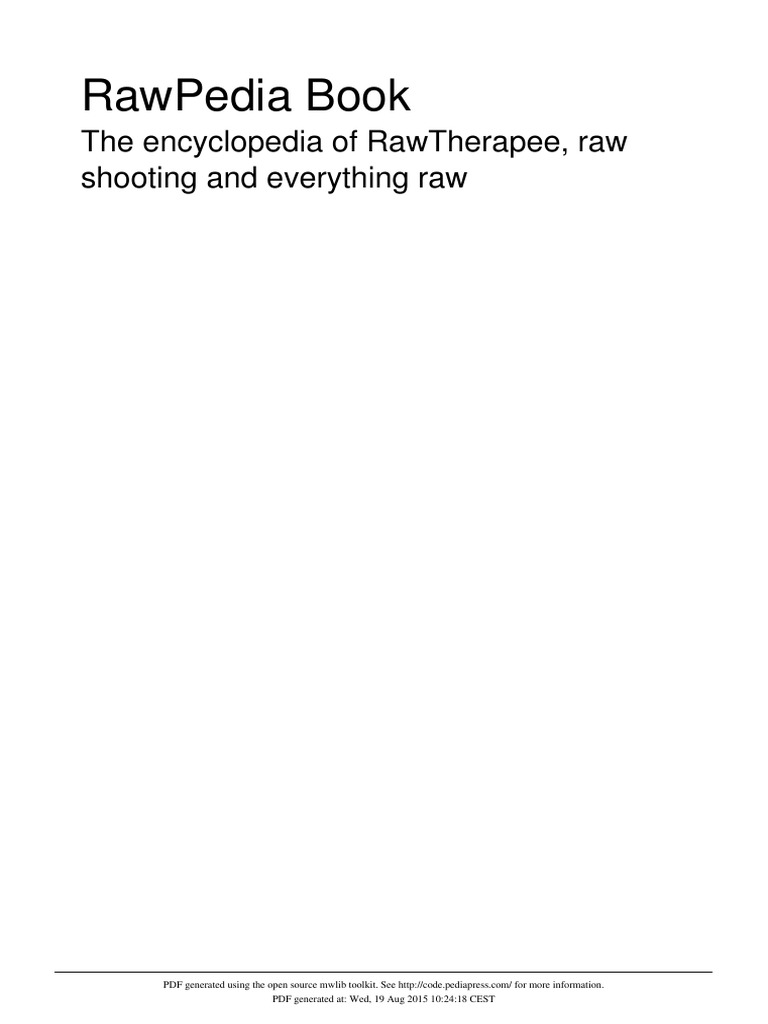 RawPedia Book | PDF | Raw Image Format | Rgb Color Model