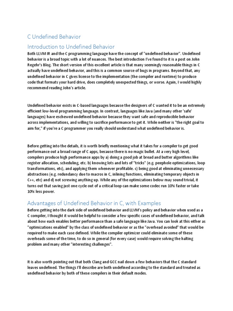 C Undefined Behavior Download Free Pdf Pointer Computer Programming C Programming Language