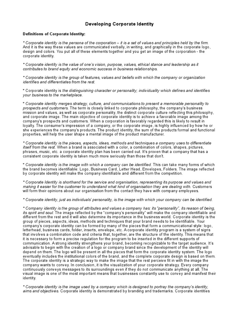 Developing Corporate Identity | PDF | Logos | Brand