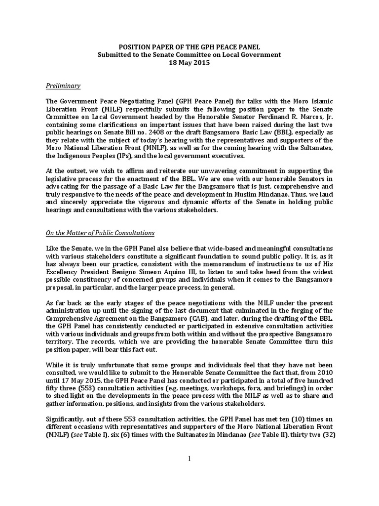 Position Paper For Senate 18 May 2015 Hearing 0 | PDF