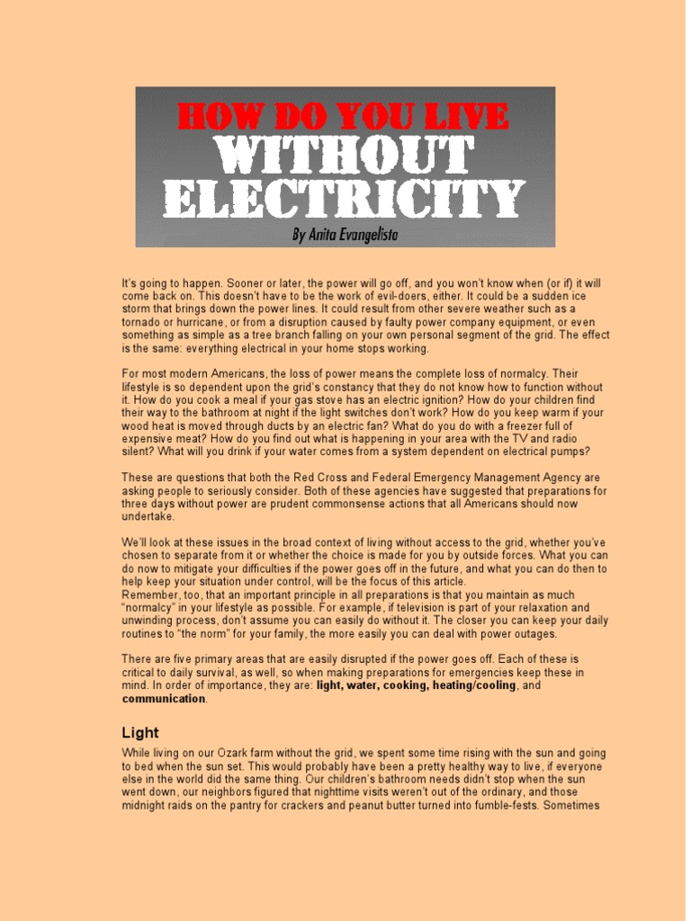 How To Live Without Electricity | PDF | Power Inverter | Flashlight