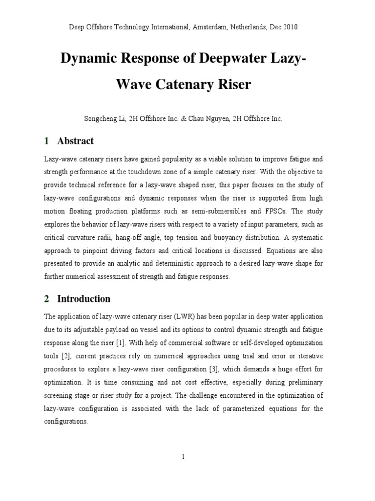 Dynamic Analysis of Lazy-Wave Risers | PDF | Fatigue (Material) | Buoyancy