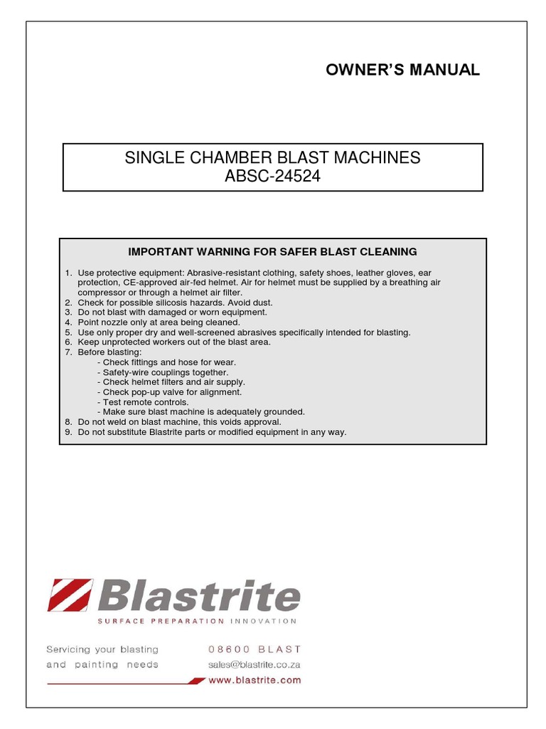 ABSC-24524 Blast Machine Manual | PDF | Valve | Mechanical Engineering