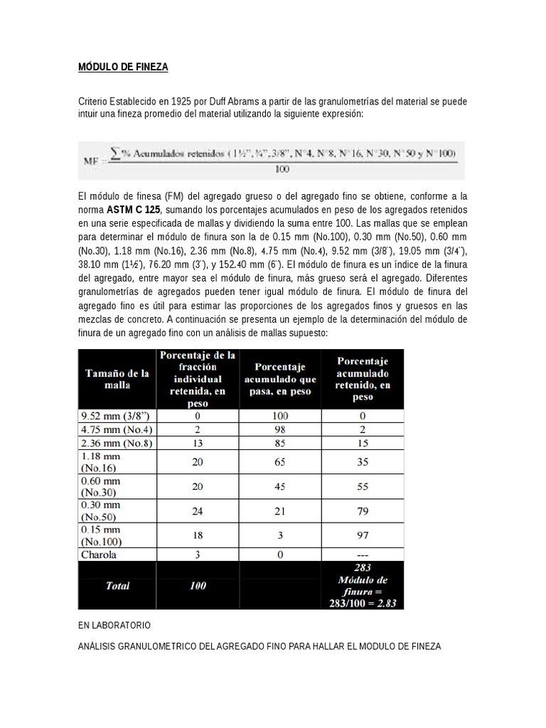 Módulo de Fineza | PDF | Cemento | Naturaleza