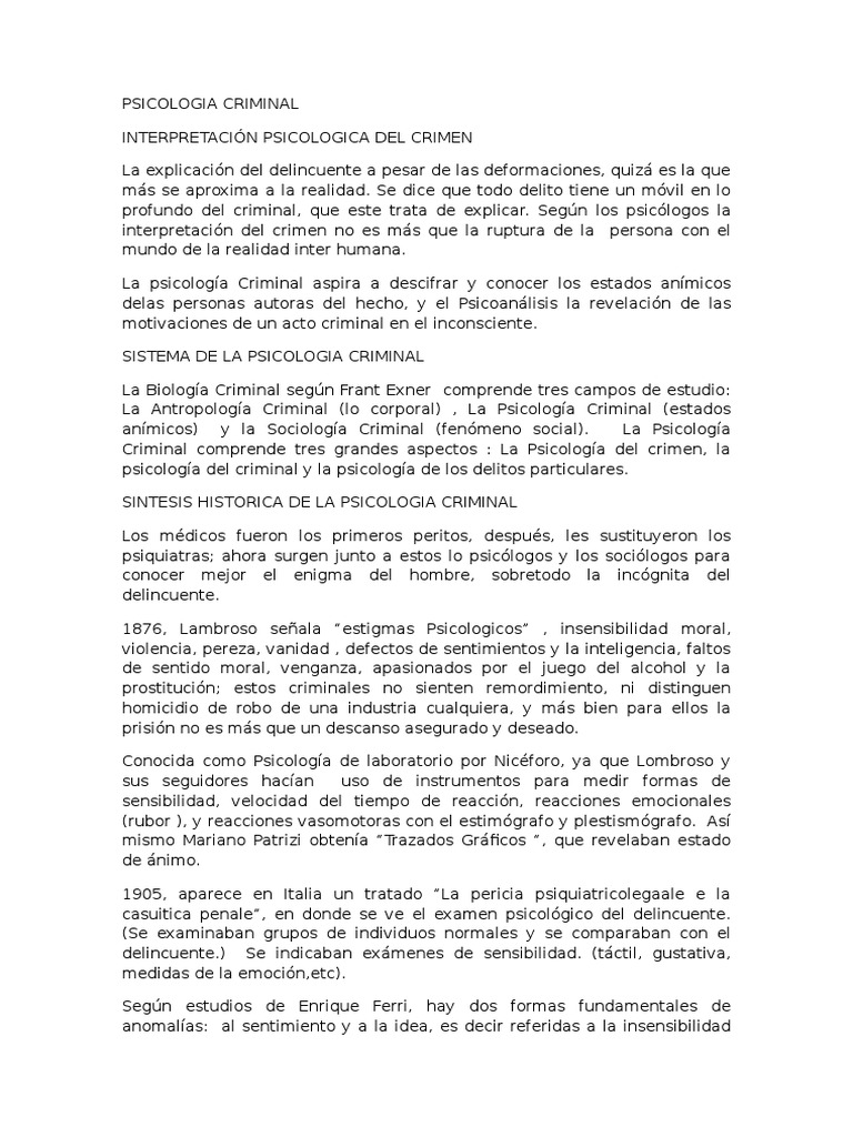 Psicologia Criminal | PDF | Delito | Sicología