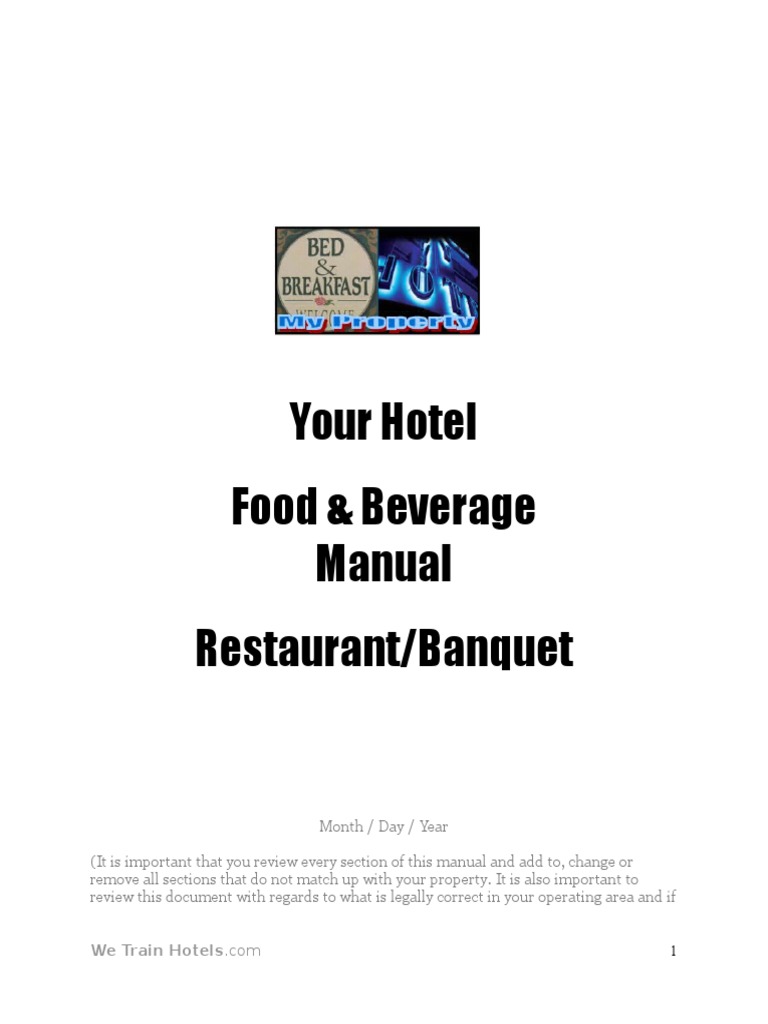 Food and Beverage Manual | PDF | Tableware | Gratuity