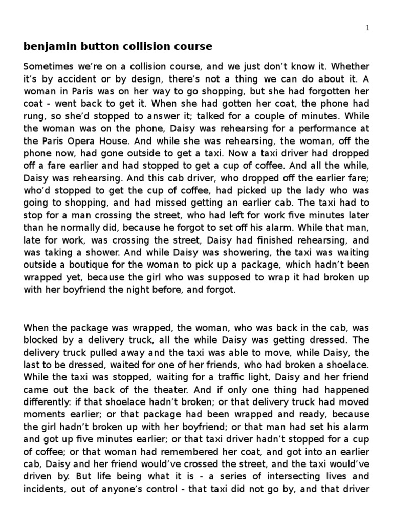Benjamin Button Collision Course | PDF | Taxicab | Land Transport