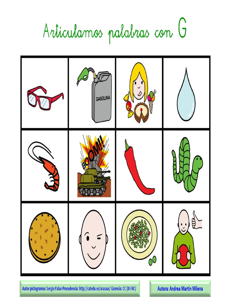 Articulamos Palabras Con G | PDF | Lingüística | Idiomas
