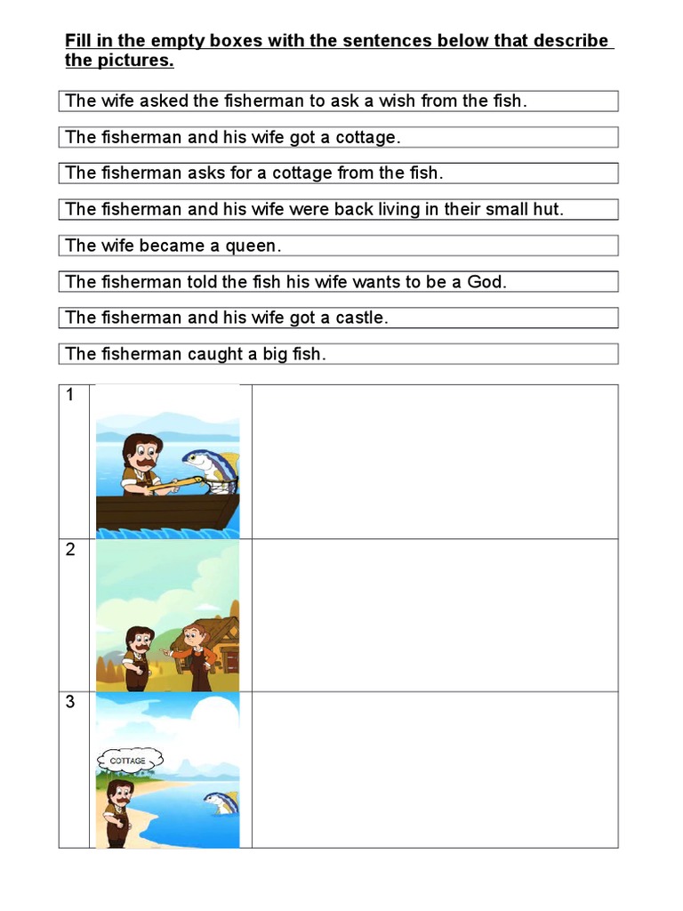 The Fisherman and His Wife Worksheet