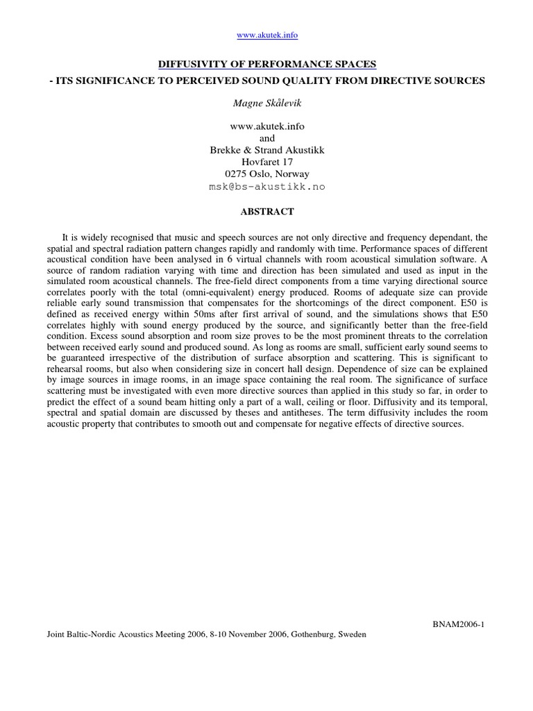 MS Diffusivity | PDF | Reflection (Physics) | Sound