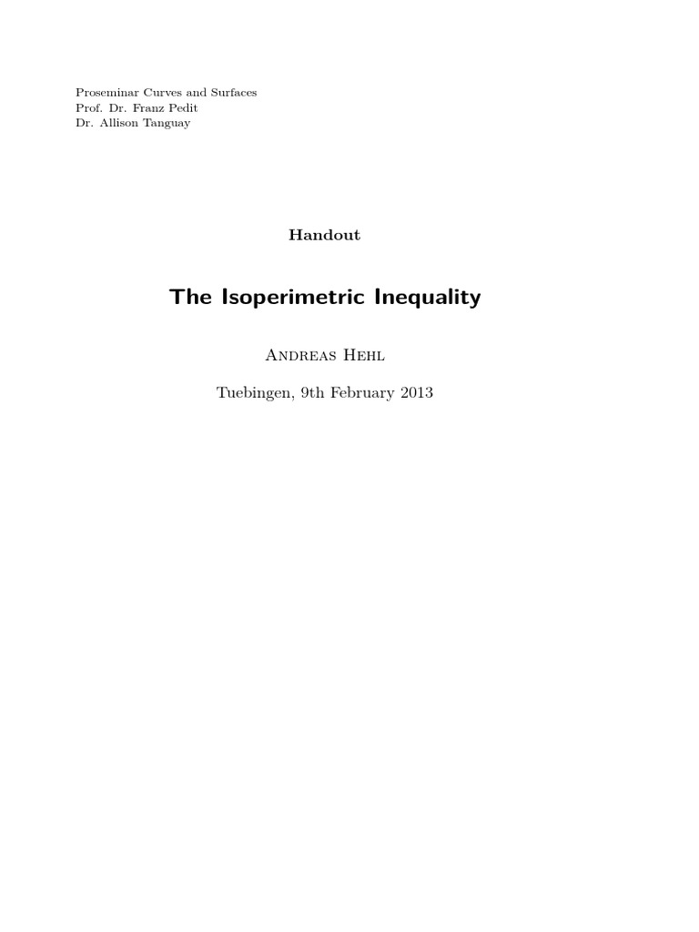 Isoperimetric Inequality Overview | PDF | Mathematical Analysis | Space