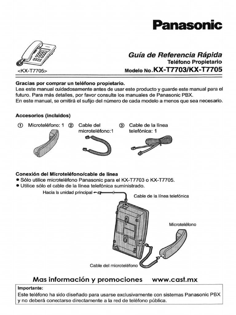 KX-T7705 Panasonic Manual Guia de Referencia Rapida | PDF | Auriculares ...