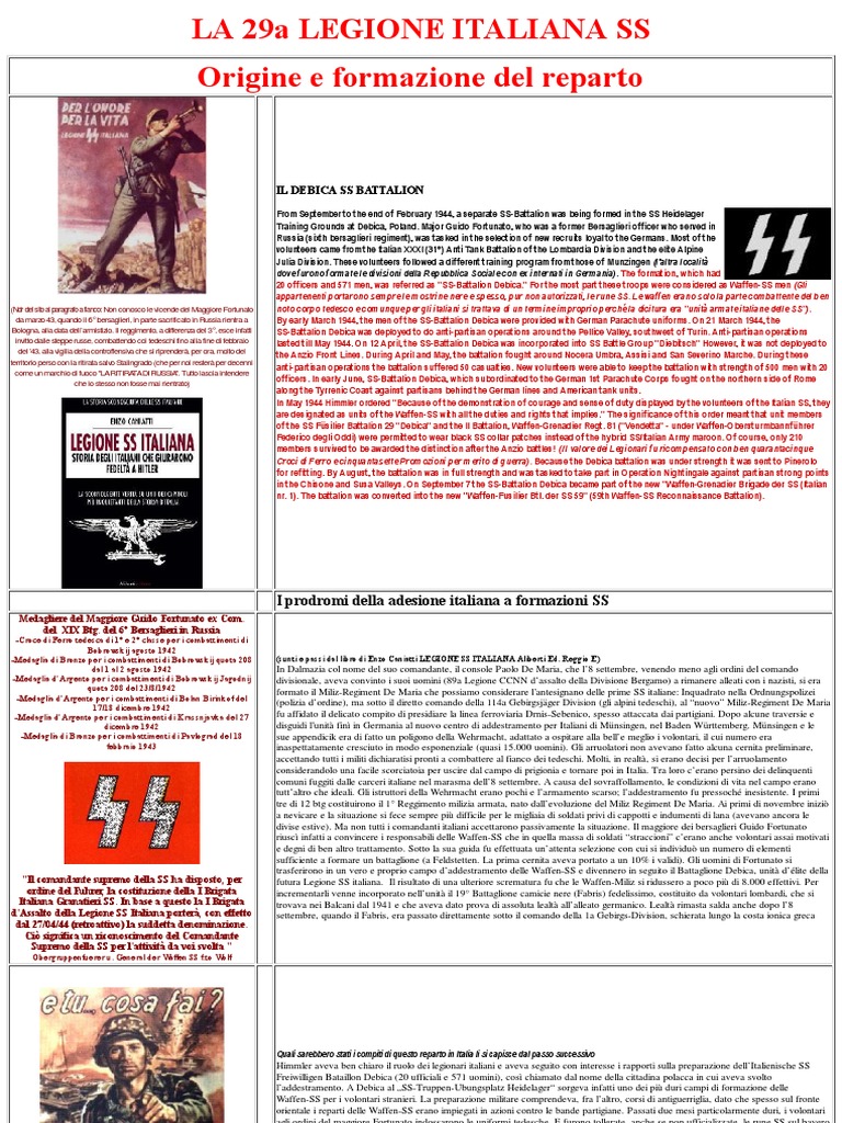 Formation and Origins of the Italian SS Legion 29 and the SS Battalion ...