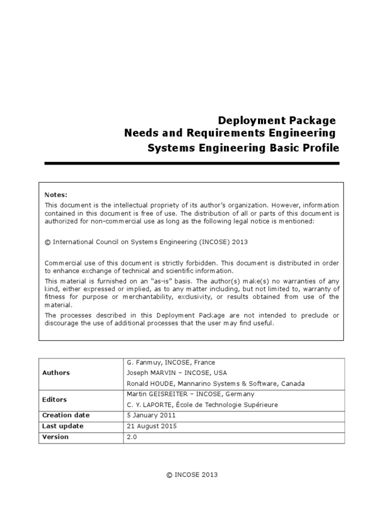 Requirements Engineering Deployment Package VSME V2.0-2 | PDF | Systems ...