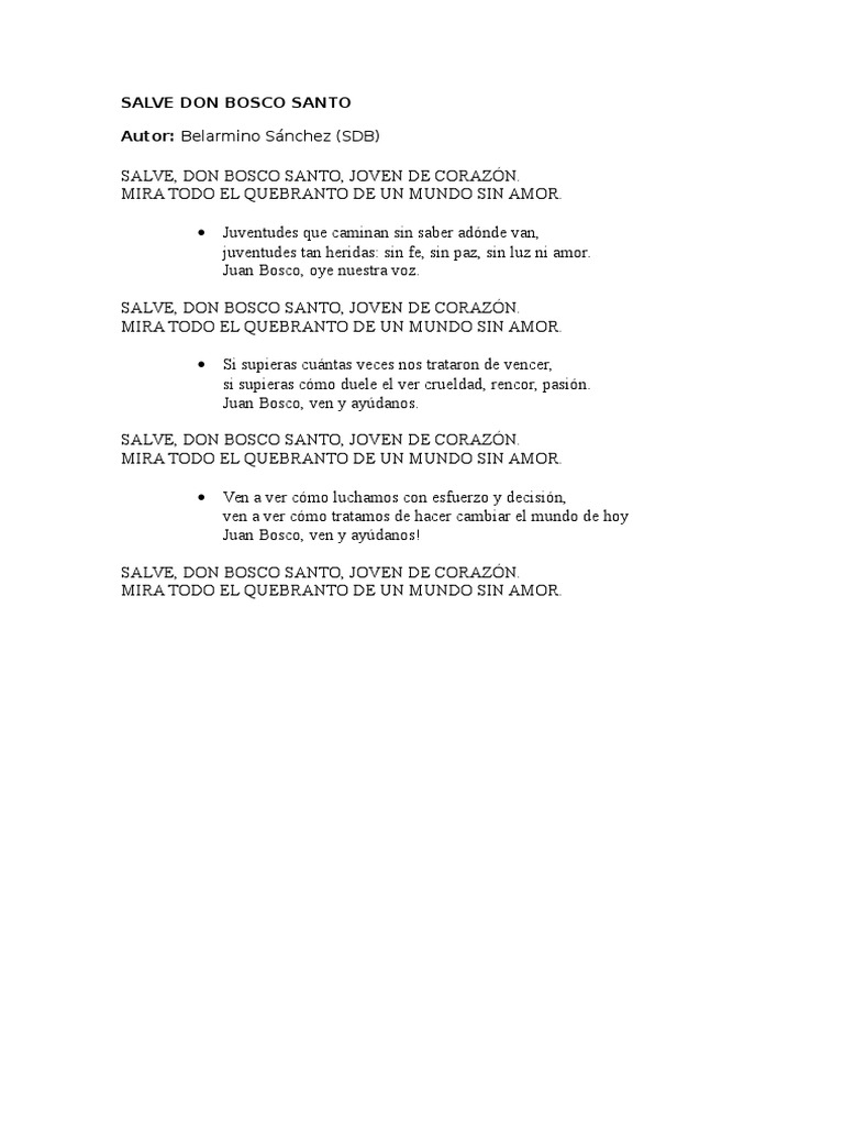 Salve Don Bosco Santo | PDF