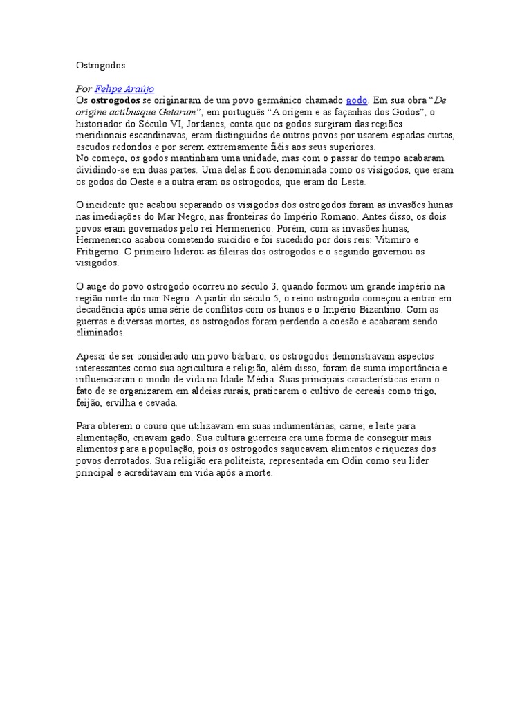 Ostrogodos - Povos Germânicos - História - InfoEscola | PDF | Clássicos