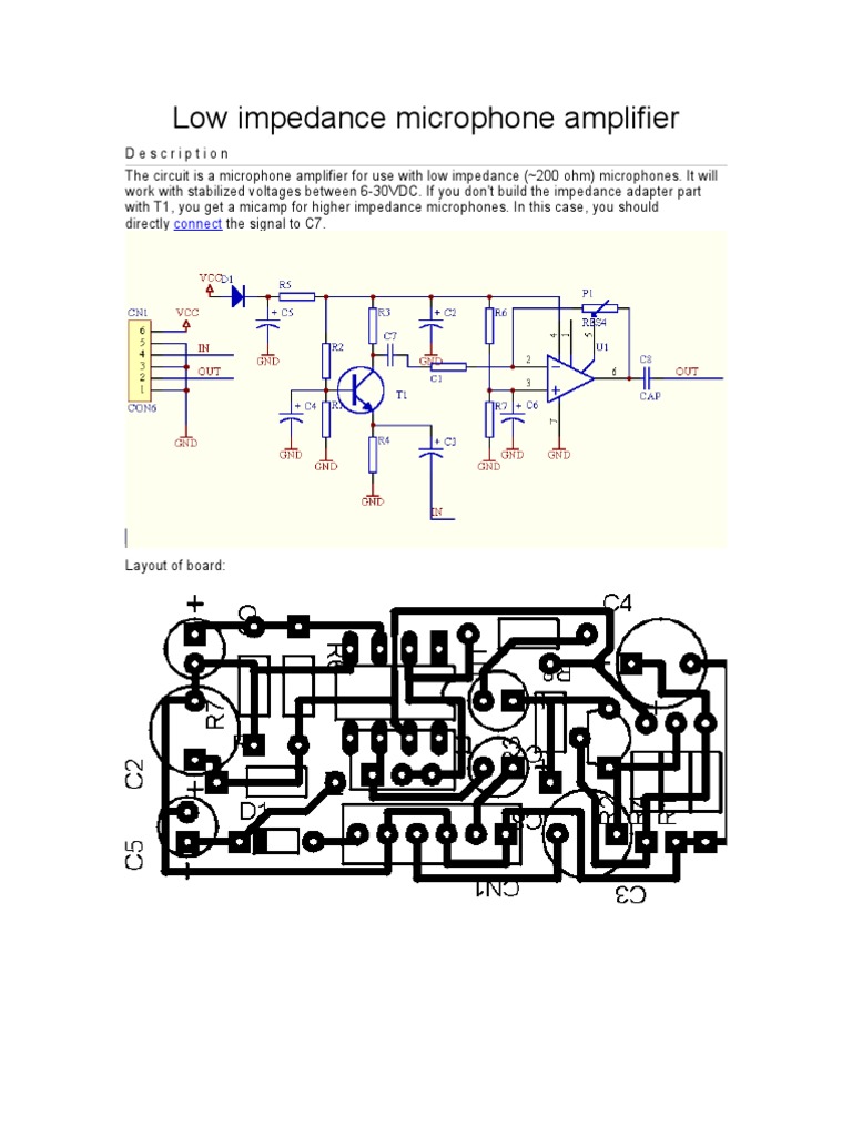 Low Impedance Microphone Amplifier Circuit | PDF | Technology & Engineering