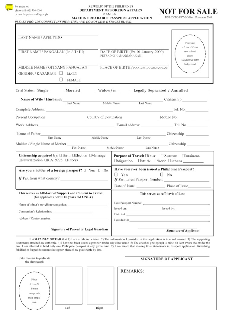 Philippine Passport Application Form | PDF