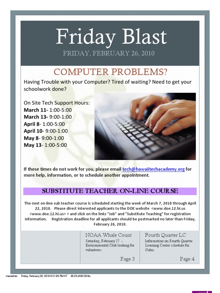 Friday Blast: Computer Problems? | PDF