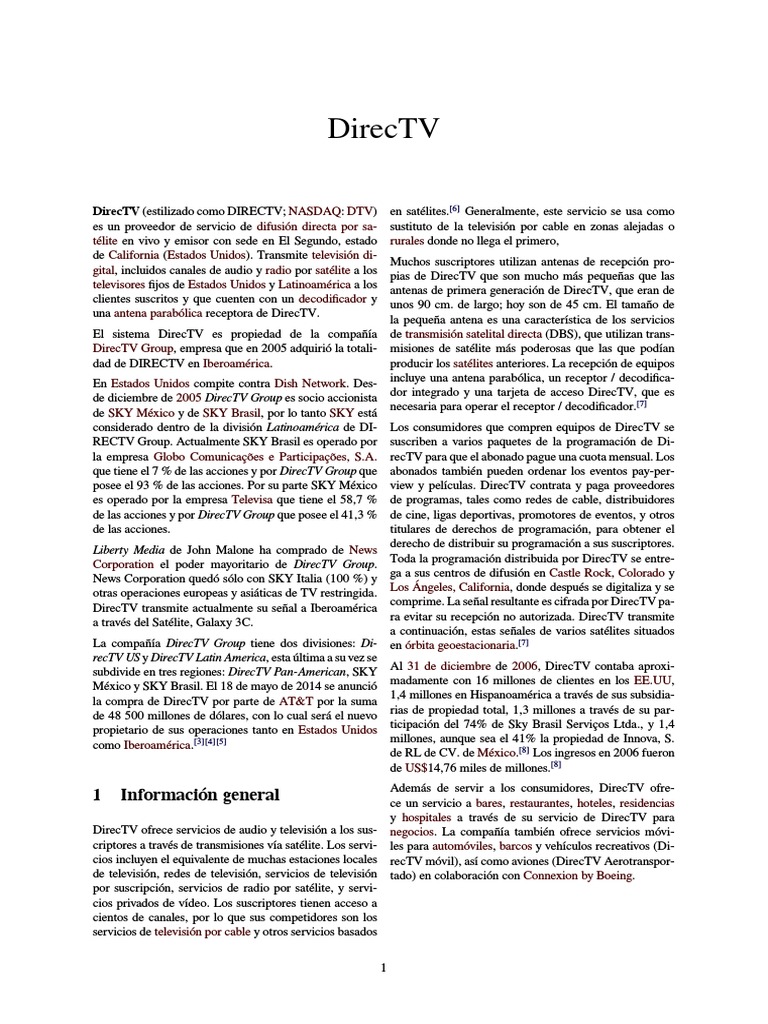 DirecTV Principal | PDF | Direc Tv | Tecnología de televisión