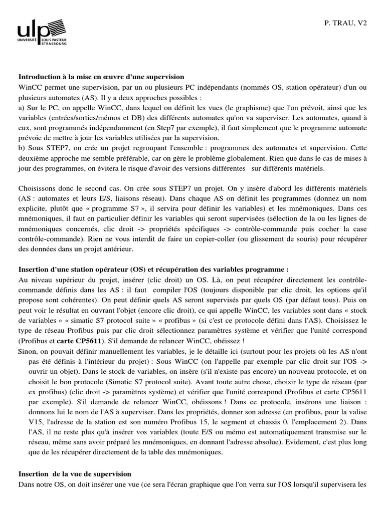 Guide de Supervision avec WinCC | PDF | Entrée/Sortie | Variable (informatique)