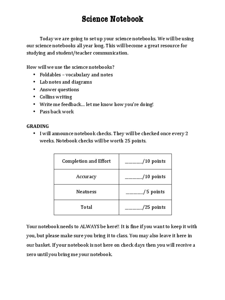 Science Notebook Setup Guide | PDF