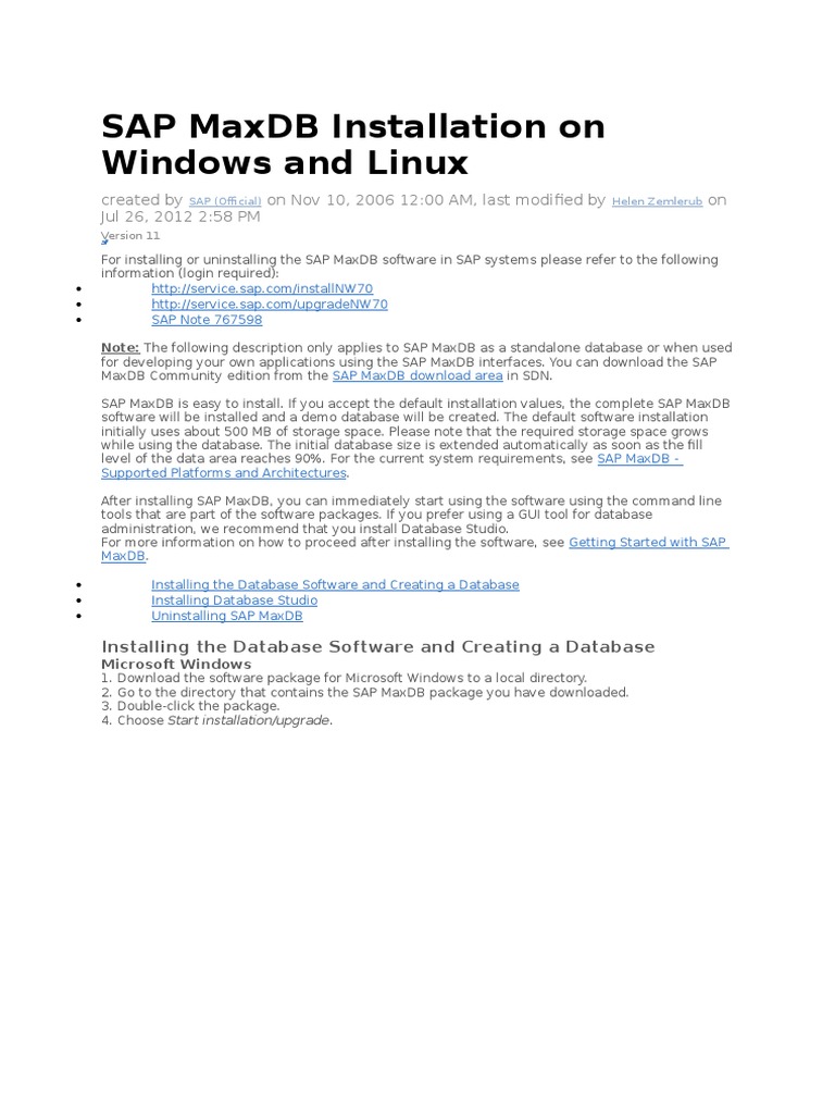 SAP MaxDB Installation On Windows and Linux | PDF | Installation (Computer Programs) | Command ...